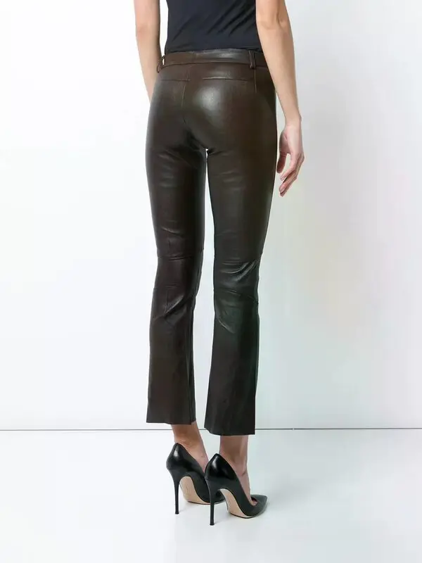 SYLVIE SCHIMMEL Cropped Lambskin Trousers - Brown