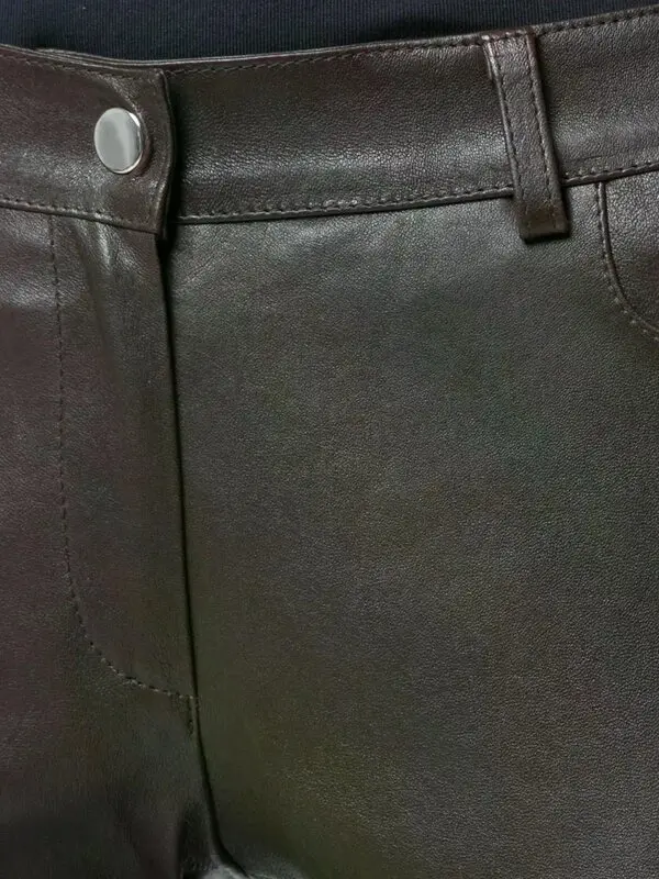 SYLVIE SCHIMMEL Cropped Lambskin Trousers - Brown