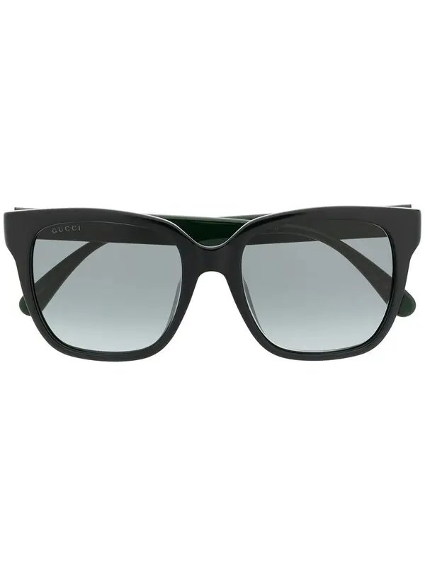 Gucci Square-frame Web-stripe Sunglasses - Black