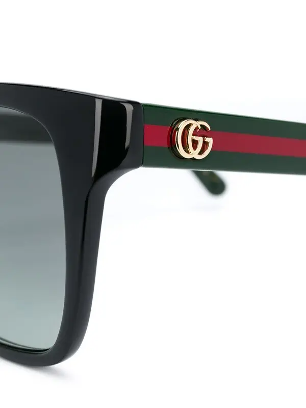 Gucci Square-frame Web-stripe Sunglasses