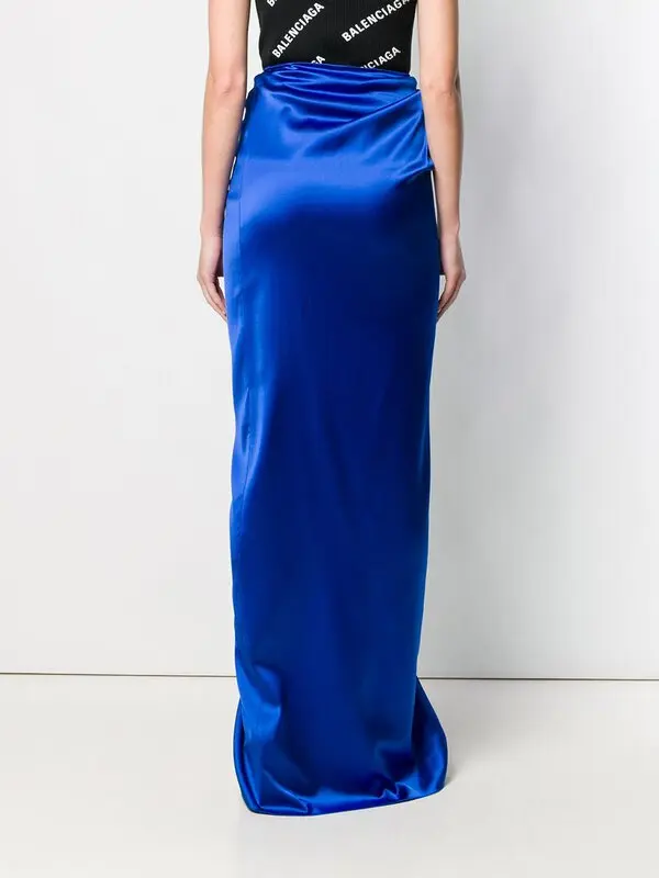 Balenciaga Satin Wrap Maxi Skirt - Blue
