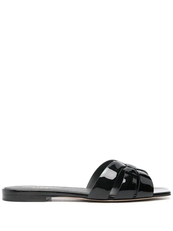 Saint Laurent Tribute Flat Sandals - Black