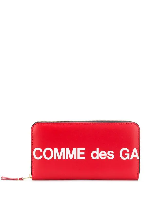 Comme Des Garçons Rectangular Logo Print Wallet - Red