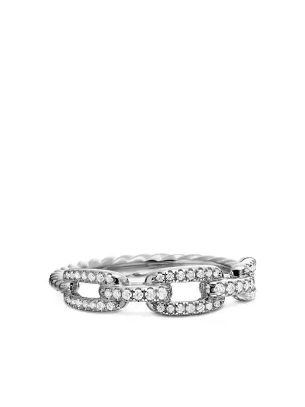 David Yurman 18kt White Gold Stax Diamond Ring - Silver