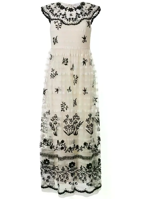 Red Valentino Floral Embroidered Maxi Dress