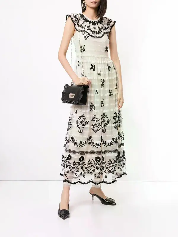 Red Valentino Floral Embroidered Maxi Dress