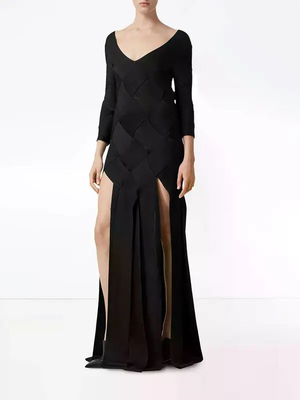 Burberry Woven Panel Evening Dress