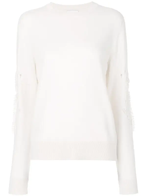 BARRIE Cashmere Round Neck Pullover - White