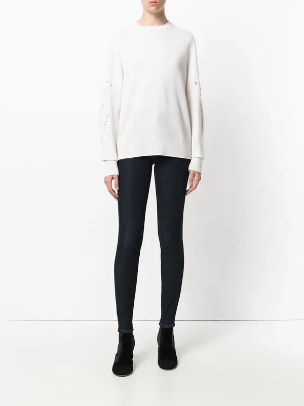 BARRIE Cashmere Round Neck Pullover - White