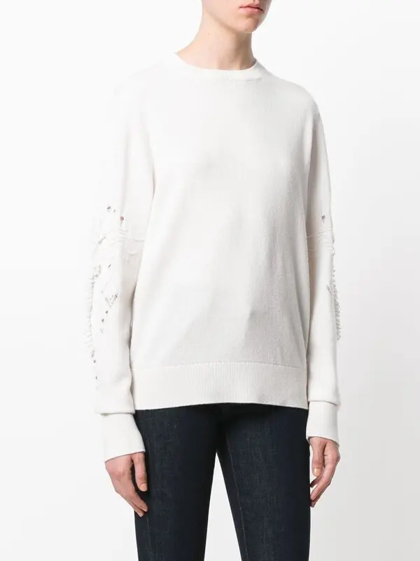 BARRIE Cashmere Round Neck Pullover - White