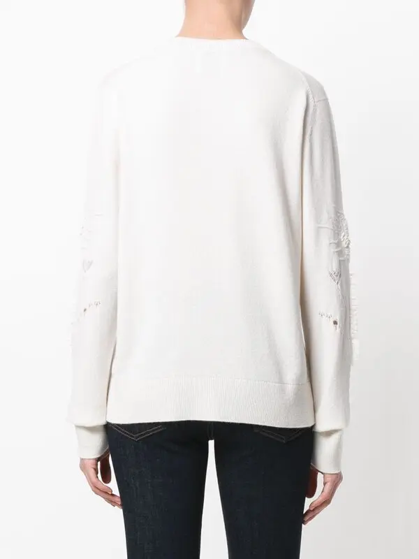 BARRIE Cashmere Round Neck Pullover - White