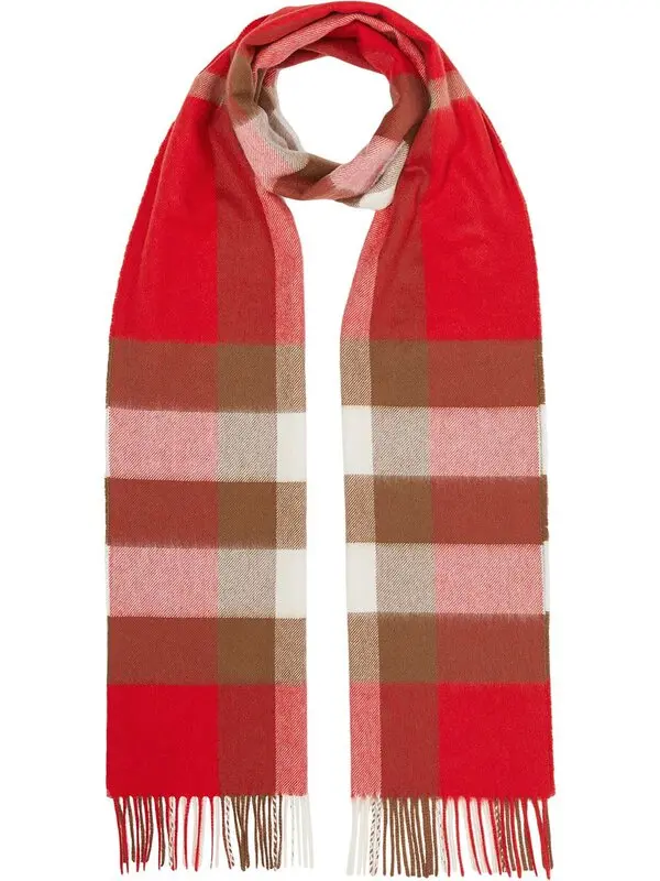 Burberry Check Cashmere Scarf - Red