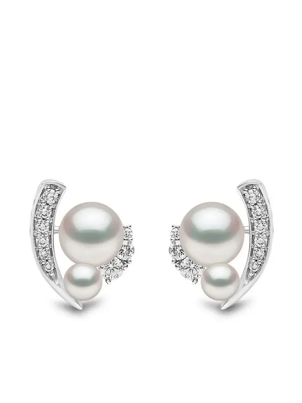 Yoko London 18kt White Gold Freshwater Pearl And Diamond Earrings - Silver
