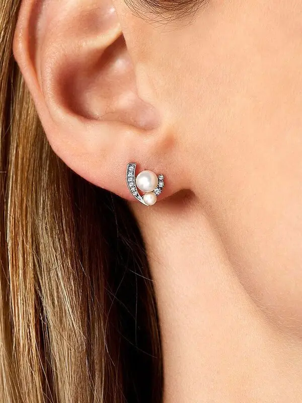 Yoko London 18kt White Gold Freshwater Pearl And Diamond Earrings