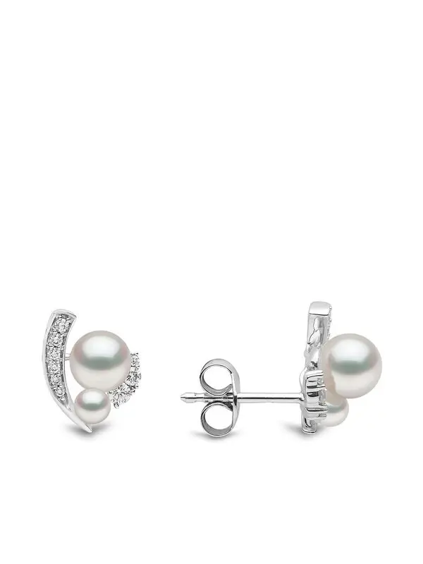 Yoko London 18kt White Gold Freshwater Pearl And Diamond Earrings
