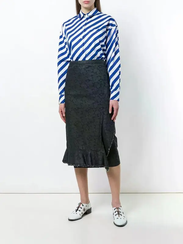 Comme Des Garçons Wrap Denim Printed Skirt