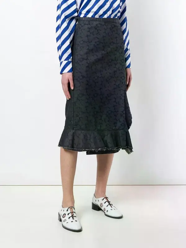 Comme Des Garçons Wrap Denim Printed Skirt