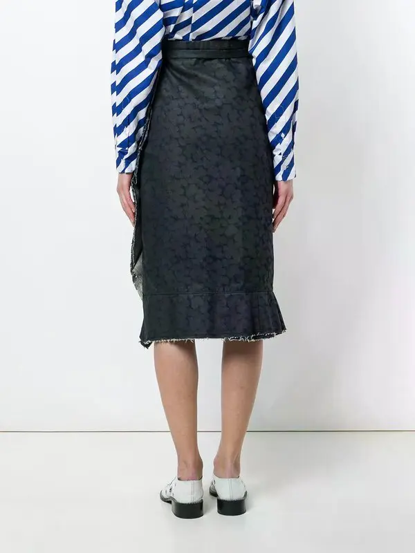 Comme Des Garçons Wrap Denim Printed Skirt