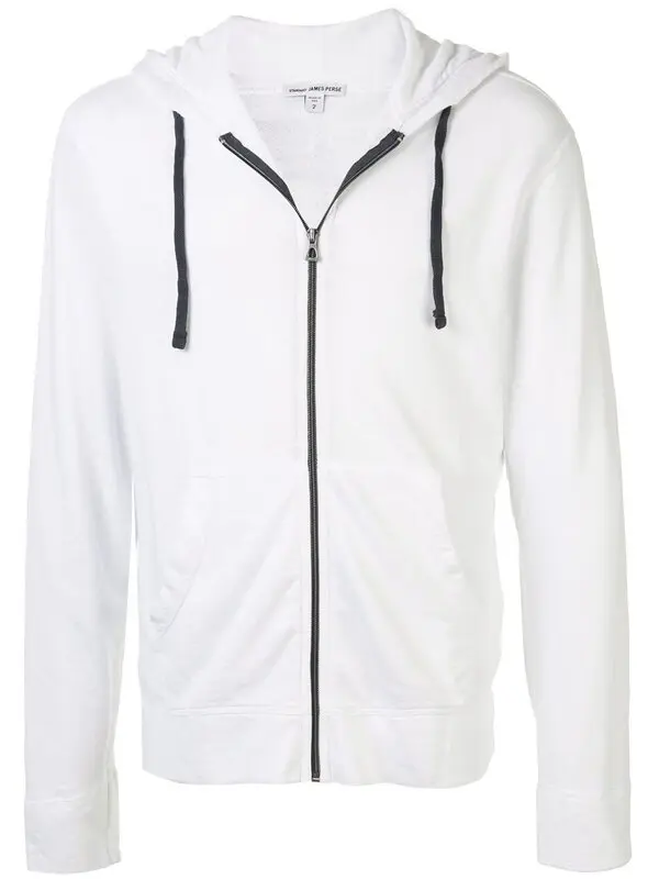 JAMES PERSE Plain Zipped Hoodie - White