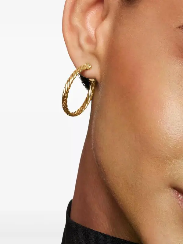 David Yurman 18kt Yellow Cablespira Hoop Earrings - Gold