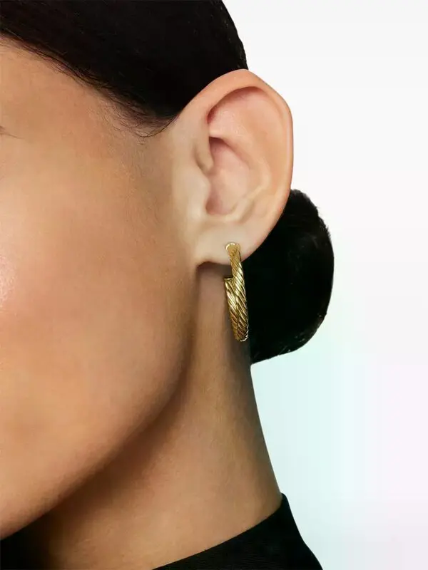 David Yurman 18kt Yellow Cablespira Hoop Earrings - Gold