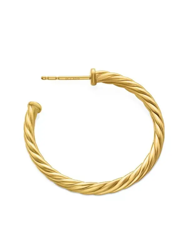 David Yurman 18kt Yellow Cablespira Hoop Earrings - Gold
