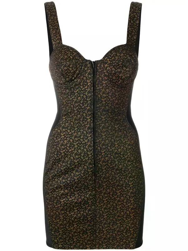 JEAN PAUL GAULTIER Flower Print Panelled Dress - Black