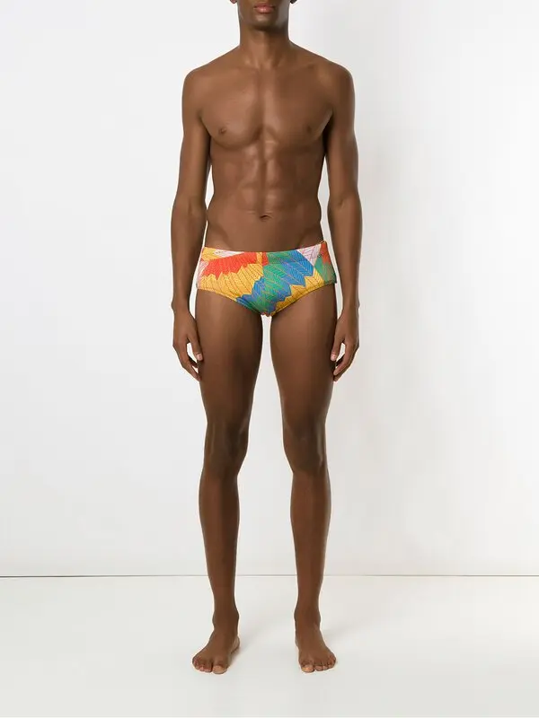 AMIR SLAMA Cocar Francês Print Trunks - Blue