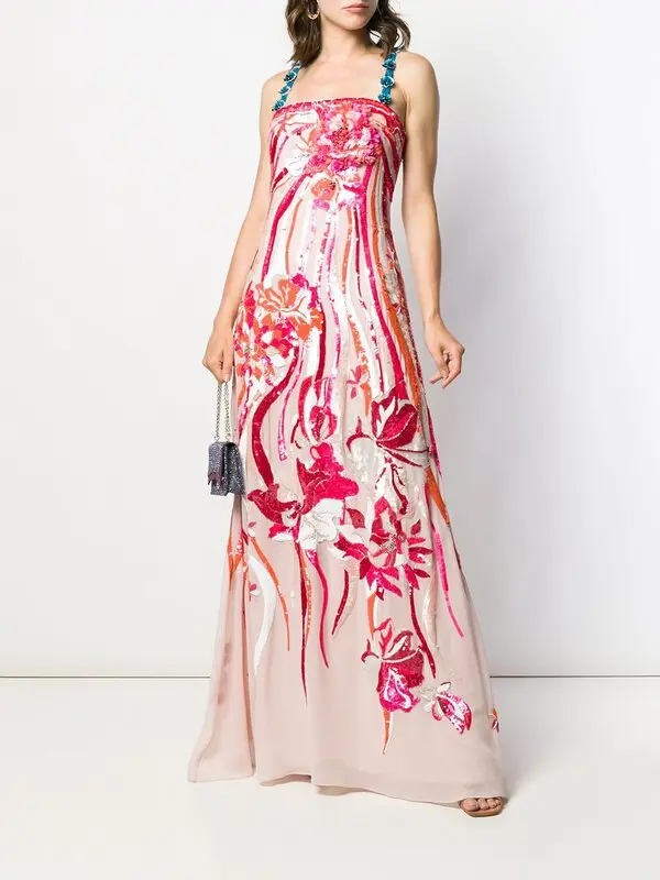 Emilio Pucci Sequined Floral Appliqué Gown