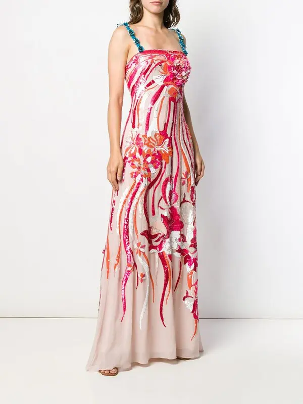 Emilio Pucci Sequined Floral Appliqué Gown