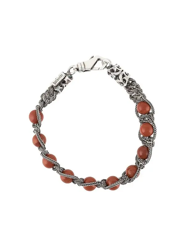 Emanuele Bicocchi Beaded Braided-chain Bracelet - Red