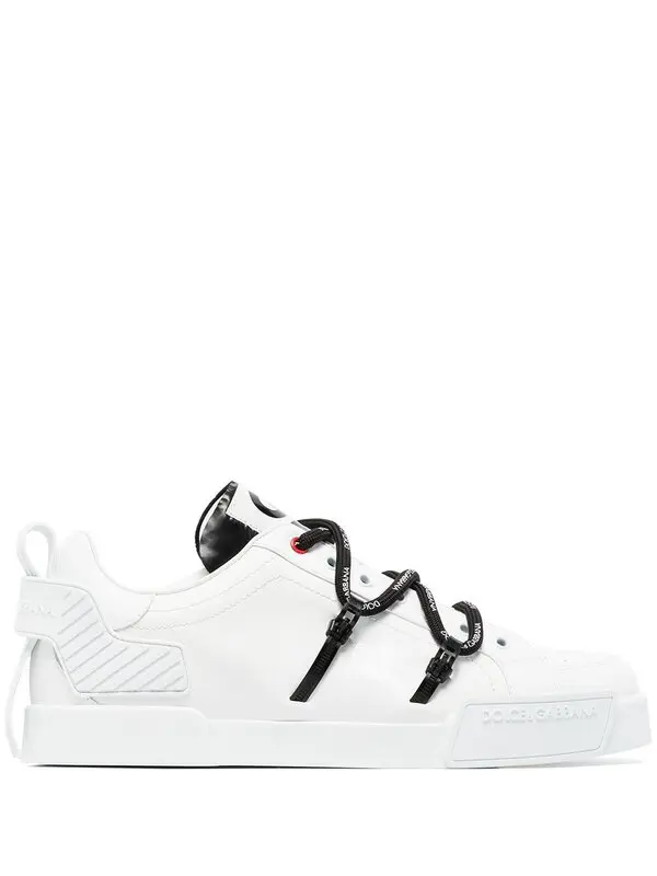 Dolce & Gabbana Portofino Patent Leather Sneakers - White