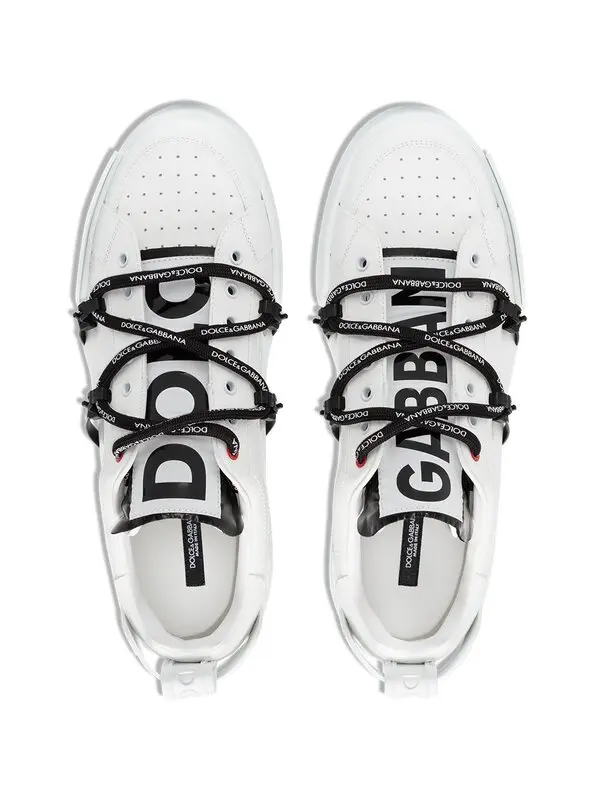 Dolce & Gabbana Portofino Patent Leather Sneakers - White
