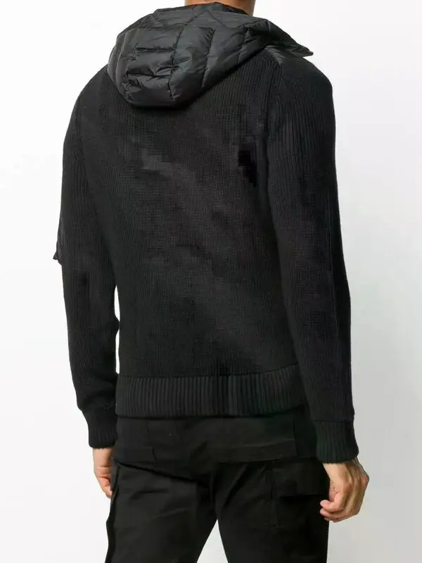 Moncler Wool Blend Quilted Panel Hooded Jacket