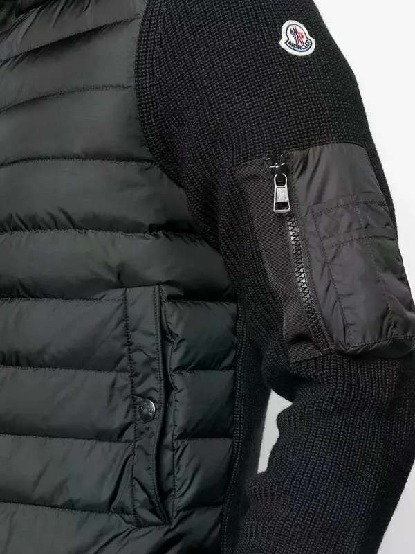 Moncler Wool Blend Quilted Panel Hooded Jacket
