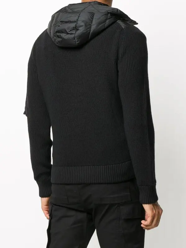 Moncler Wool Blend Quilted Panel Hooded Jacket