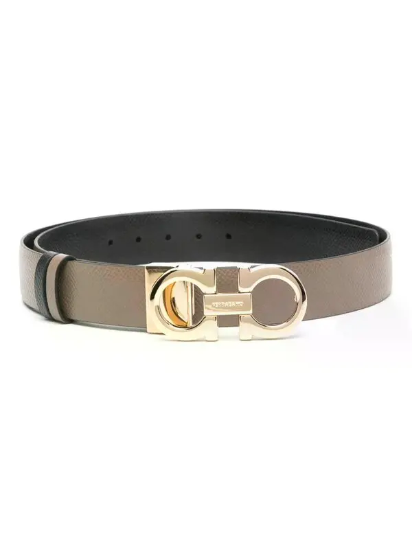 FERRAGAMO Reversible Gancini Leather Belt - Neutrals