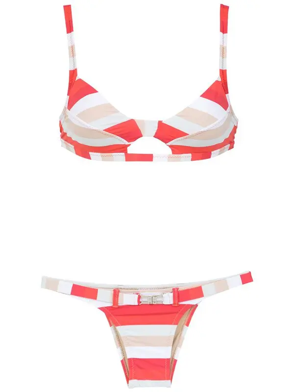 AMIR SLAMA Striped Bikini Set - Red