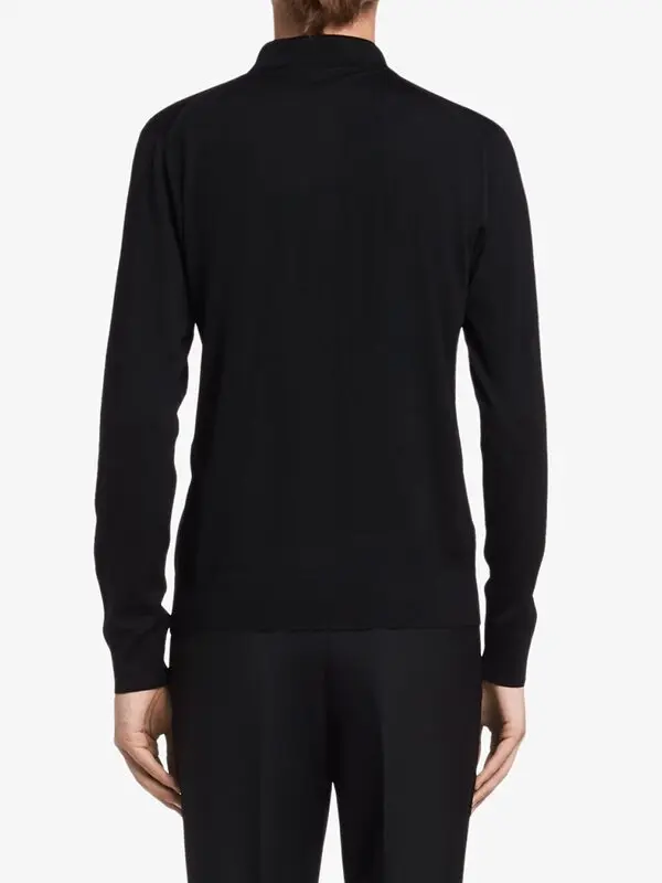 Prada Worsted Wool Polo Shirt - Black