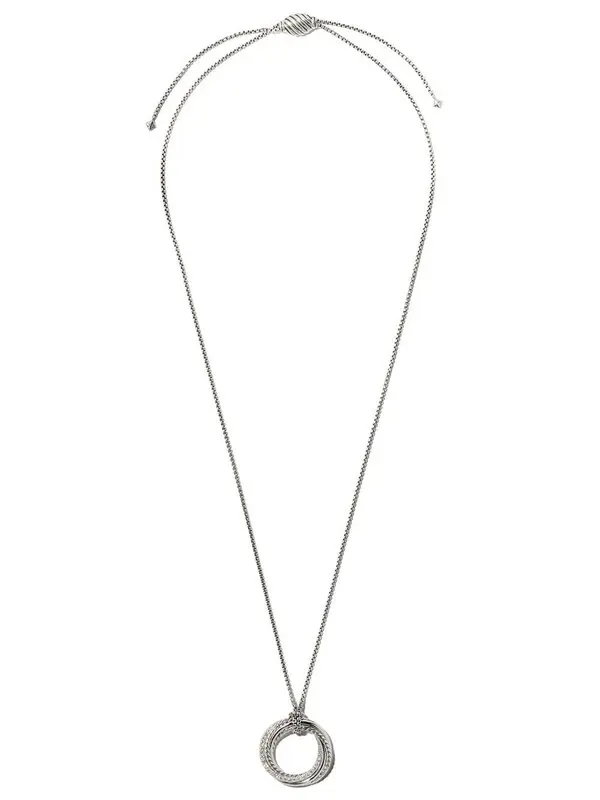 David Yurman Sterling Crossover Diamond Pendant Necklace - Ssadi