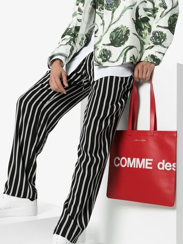 Comme Des Garçons Logo-print Leather Tote Bag - Red