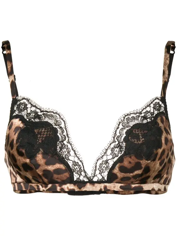 Dolce & Gabbana Leopard Print Bra - Brown