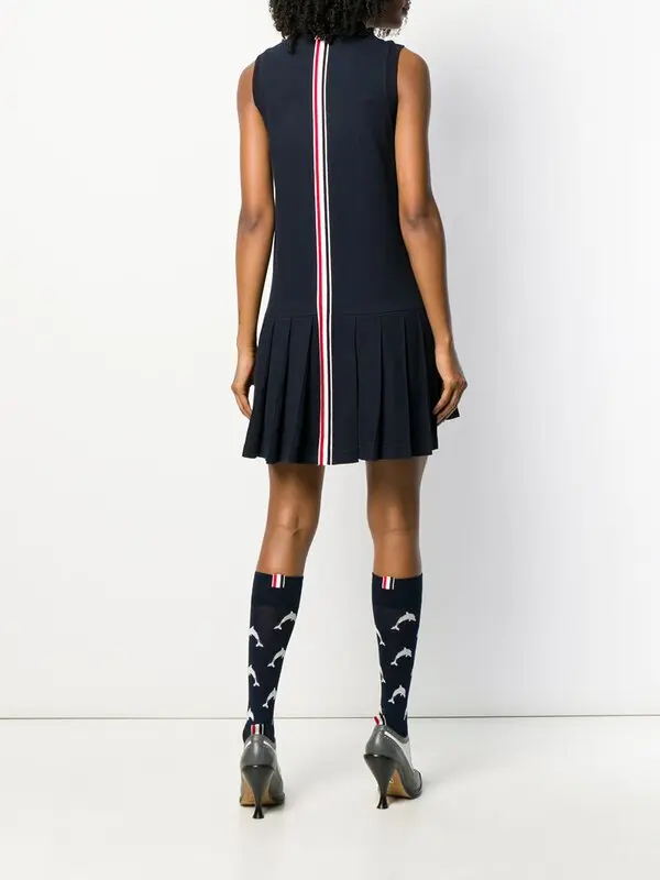 Thom Browne Rwb Stripe Pleated Tennis Dress