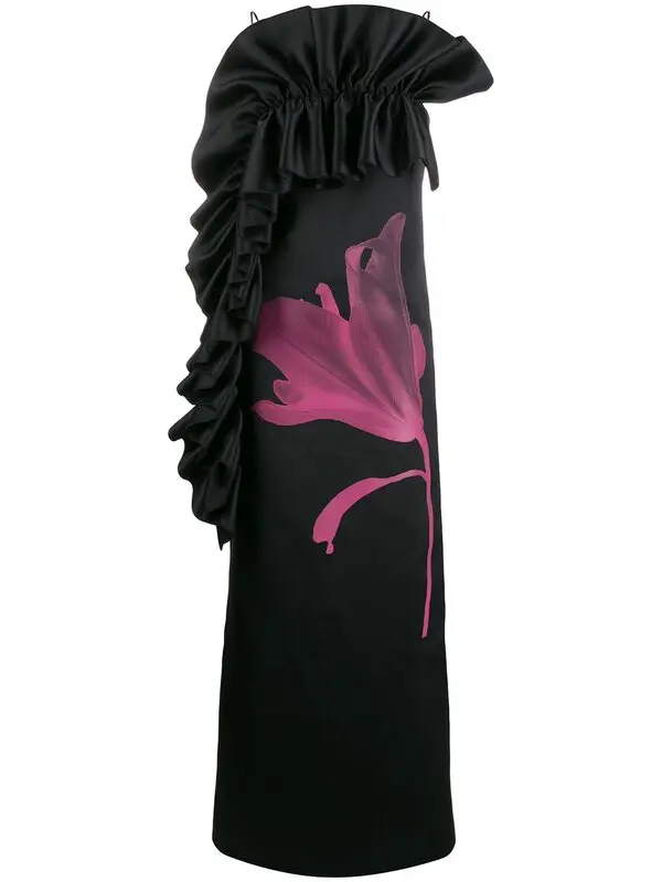 CHRISTOPHER KANE Ruffle Trim Evening Dress