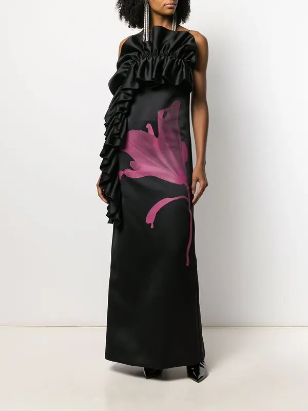 CHRISTOPHER KANE Ruffle Trim Evening Dress