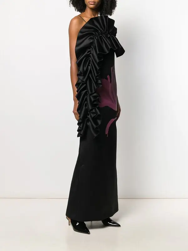 CHRISTOPHER KANE Ruffle Trim Evening Dress