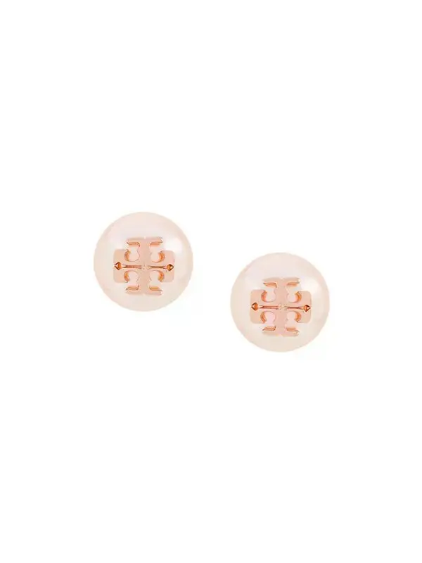 Tory Burch Double-t Stud Earrings - Pink