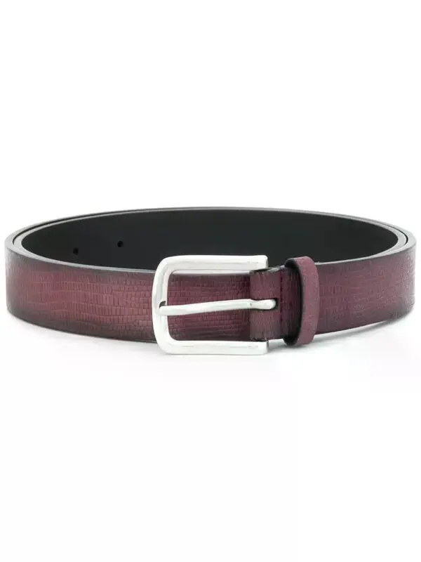 ORTIGNI Snakeskin Embossed Buckle Belt - Red