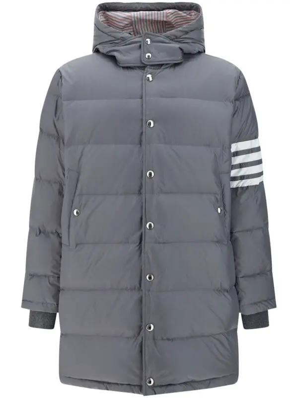 Thom Browne 4-bar Down Hooded Coat - Grey