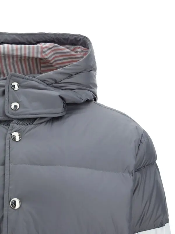 Thom Browne 4-bar Down Hooded Coat - Grey